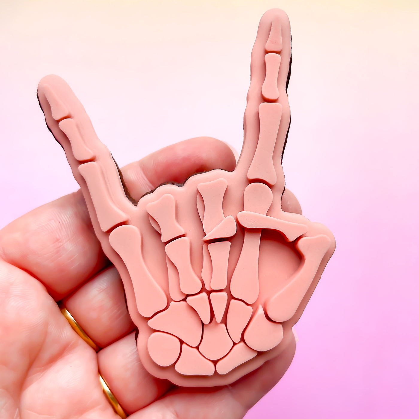 Rock 'n' Roll Skeleton Hand Cookie Embosser + Optional Matching Cutter ...